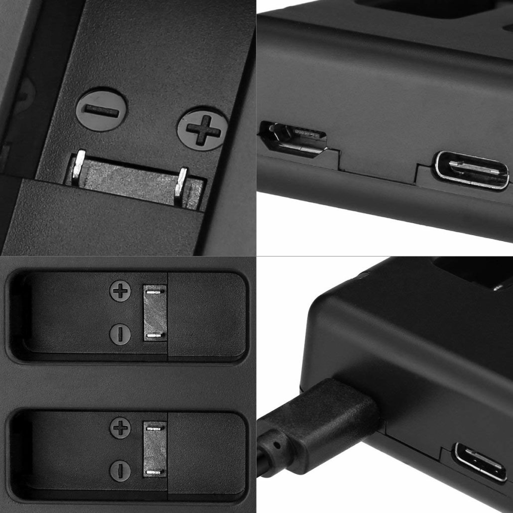 Dual Battery Charger with USB Type C Cable for GoPro HERO5, HERO5 Black