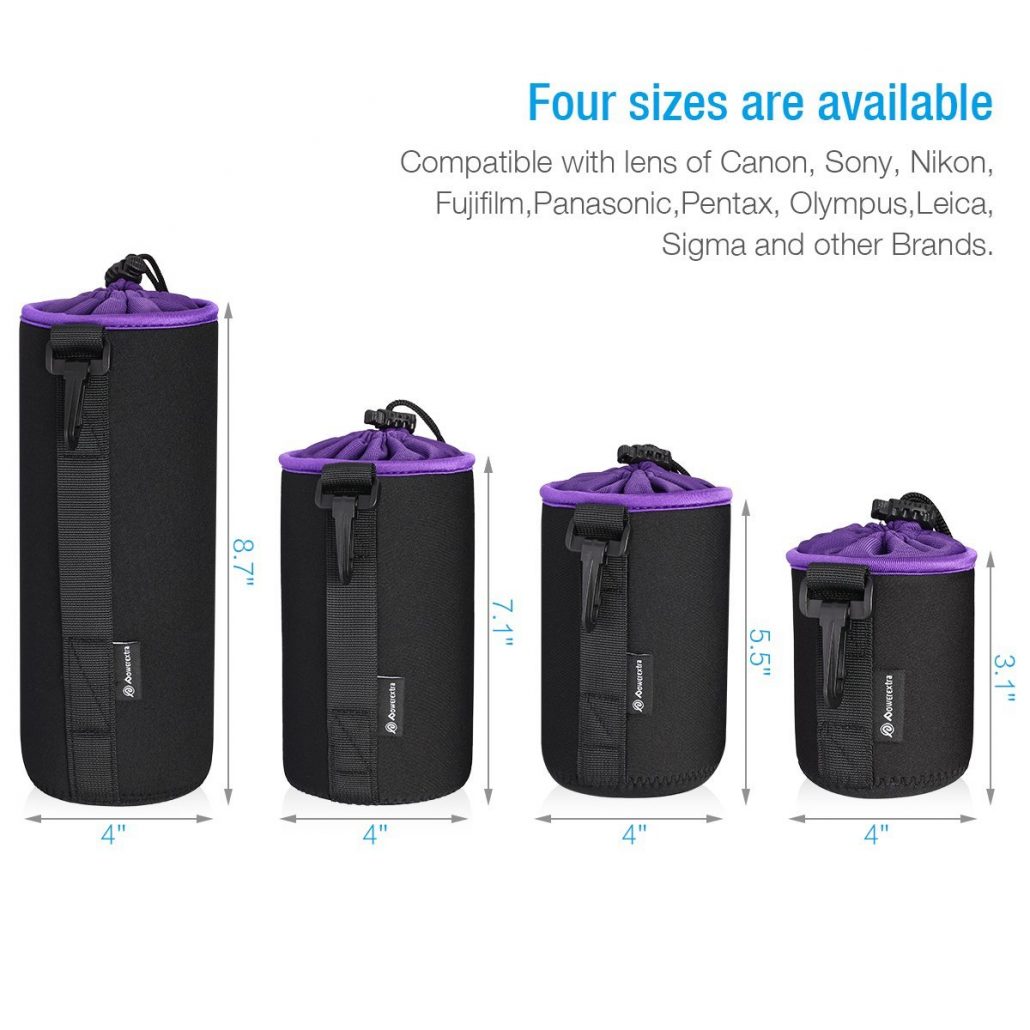 Powerextra 4 Pack Lens Case Lens Pouch Bag with Thick Protective ...