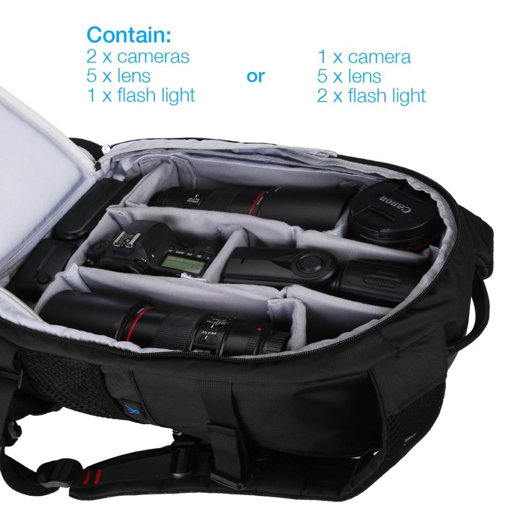 Powerextra Multi-functional Large DSLR Camera Backpack Laptop Travel ...