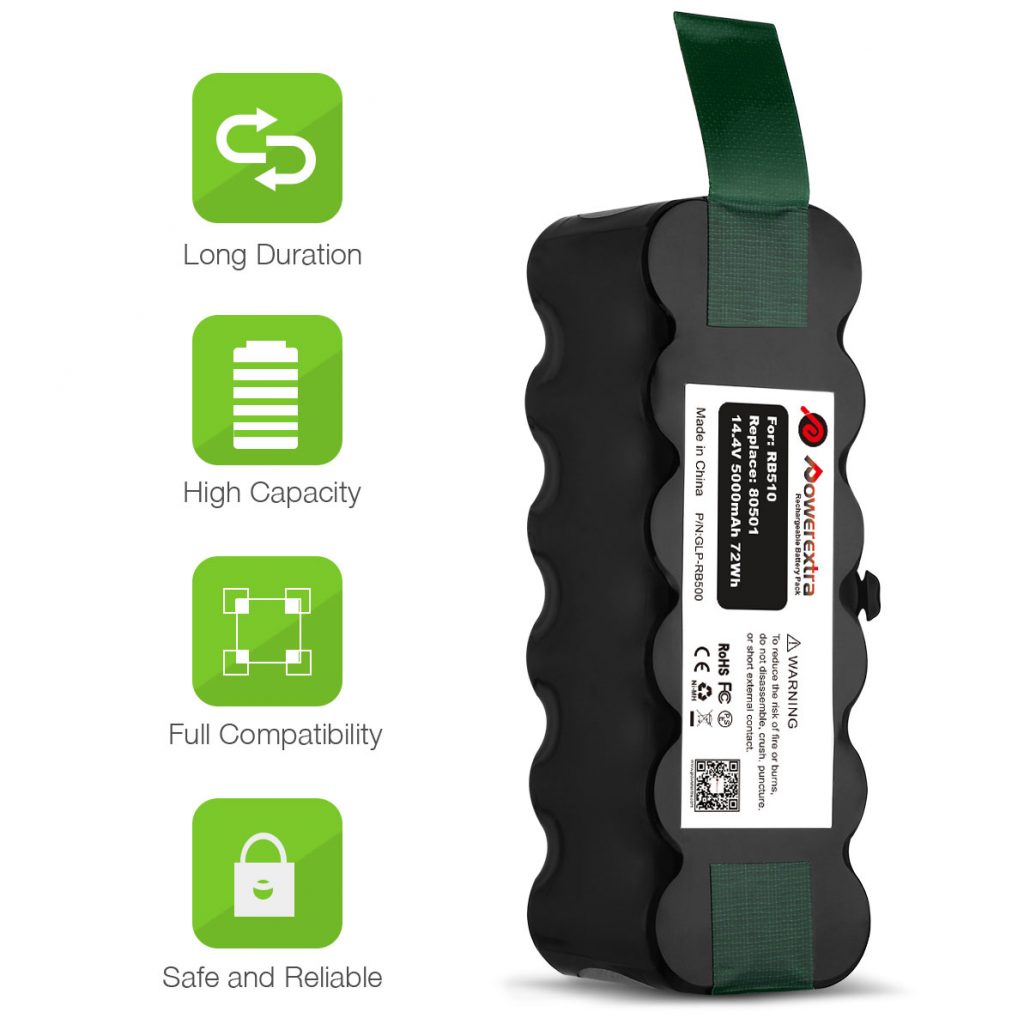 Powerextra Roomba High Capacity 14.4V 4500mAh Ni-MH Replacement Battery ...