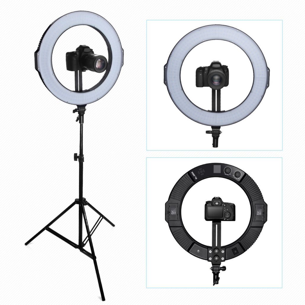 LED Ring Light, Powerextra 18 Inches 40W Bi-Color Dimmable SMD Ring ...