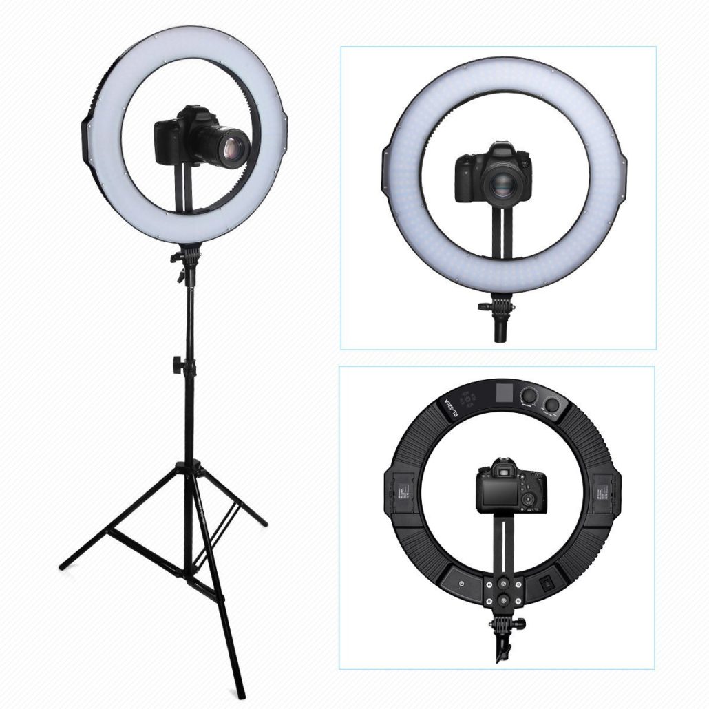 LED Ring Light, Powerextra 18 Inches 40W 320 Beads Bi-Color Dimmable ...