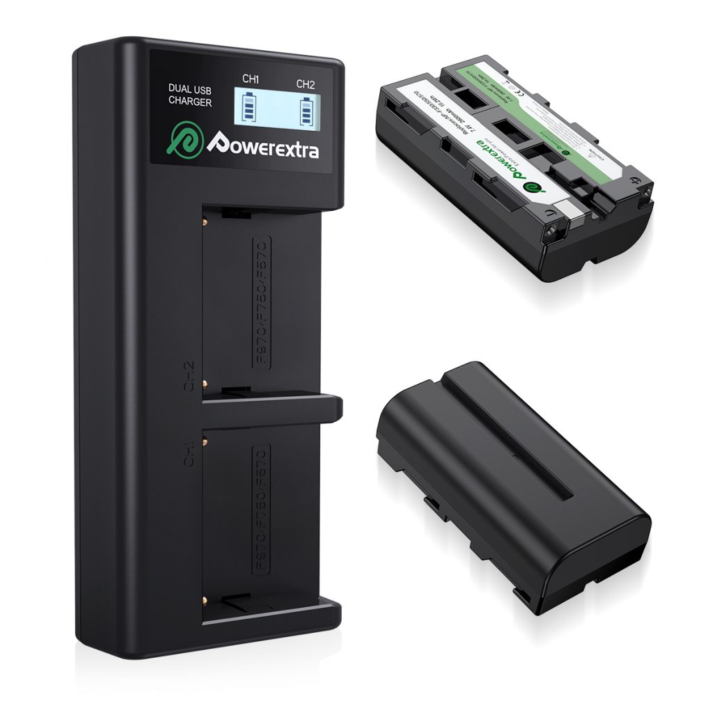 Powerextra 2-Pack Replacement Sony NP-F970 Battery and Smart LCD Display Dual USB Charger for ...