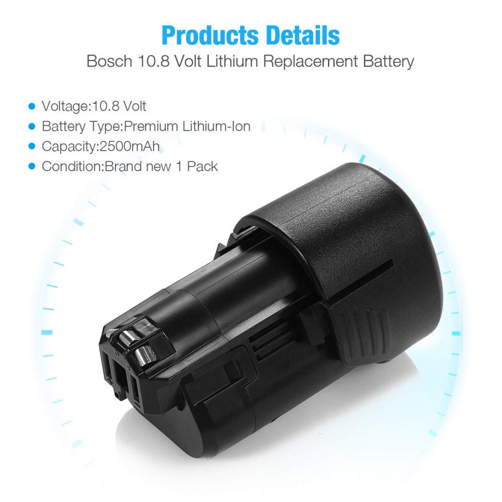 Powerextra 2.5Ah 10.8V Replacement Battery Compatible with Bosch BAT411 ...