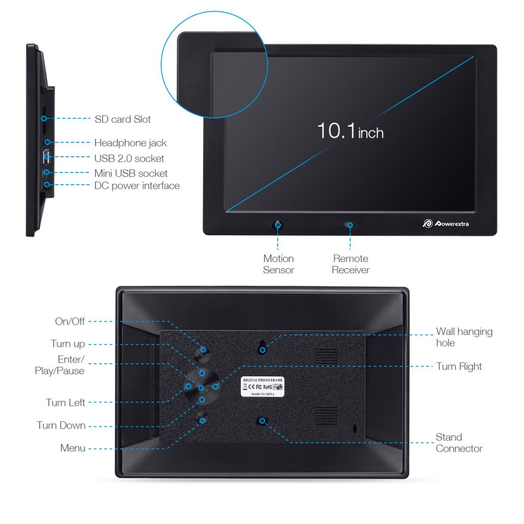 Powerextra 10.1 inch Digital Photo Frame 1280×800 Digital Picture Frame ...