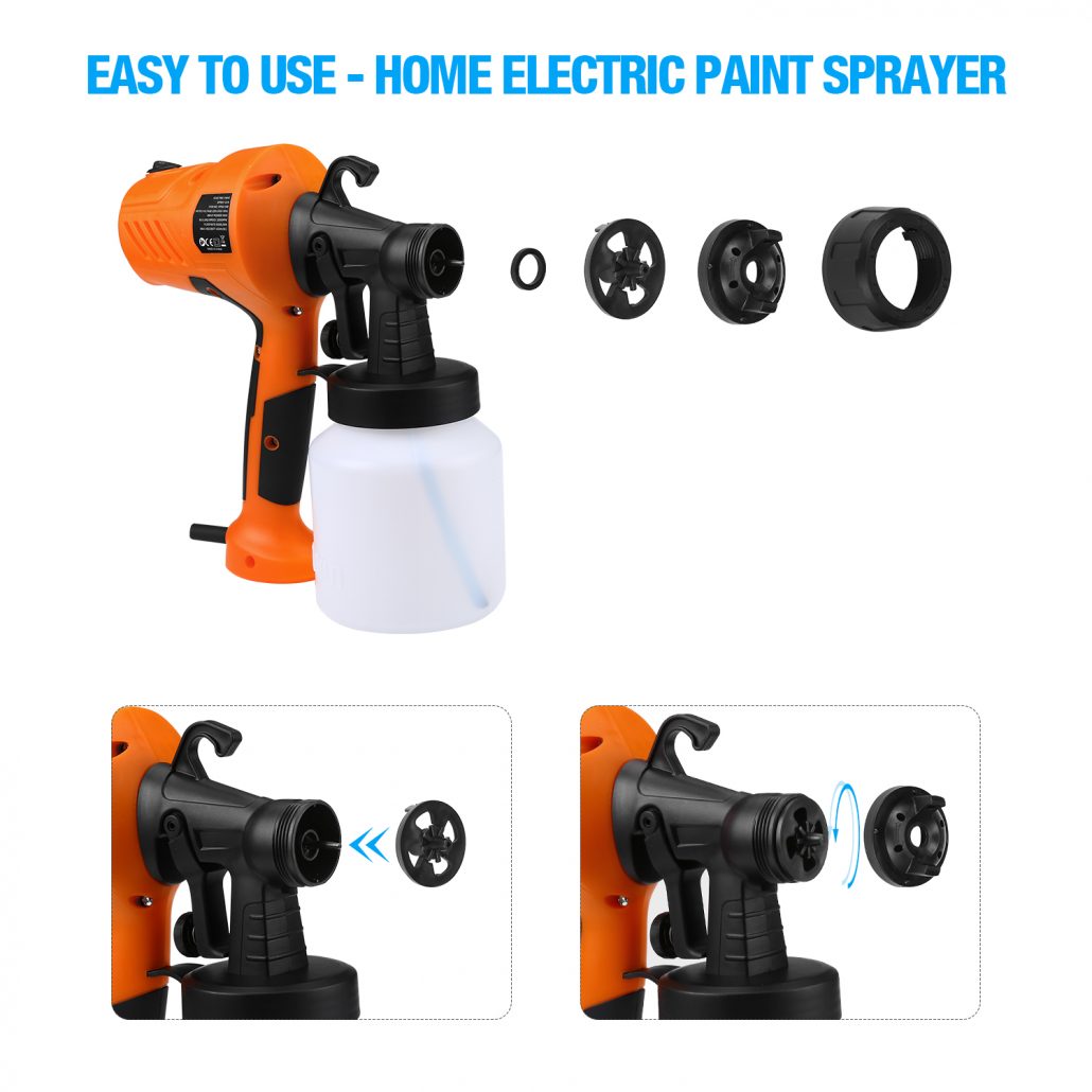 Paint Sprayer 700 Watt HVLP High Power Electric Spray Gun with 800ML 5 ...