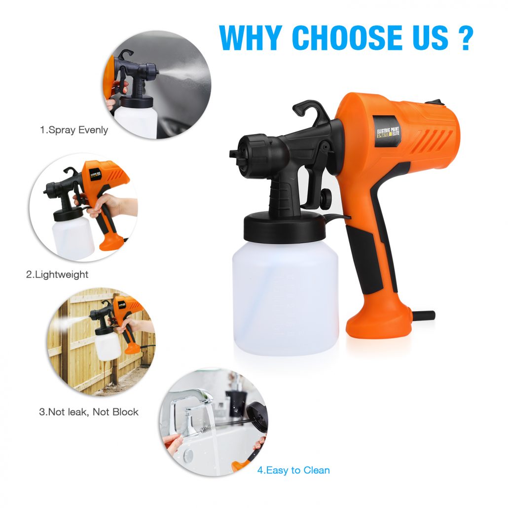 Paint Sprayer 700 Watt HVLP High Power Electric Spray Gun with 800ML 5 ...