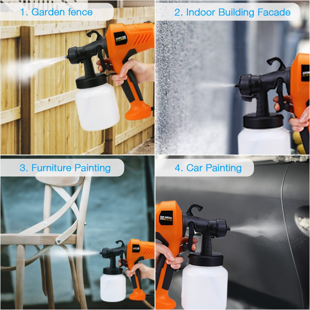 Paint Sprayer 700 Watt HVLP High Power Electric Spray Gun with 800ML 5 ...
