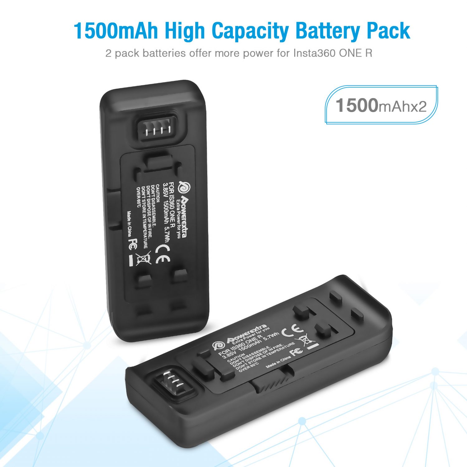 Powerextra 1500mAh Battery Pack and Dual Charger Base Bundle Compatible ...