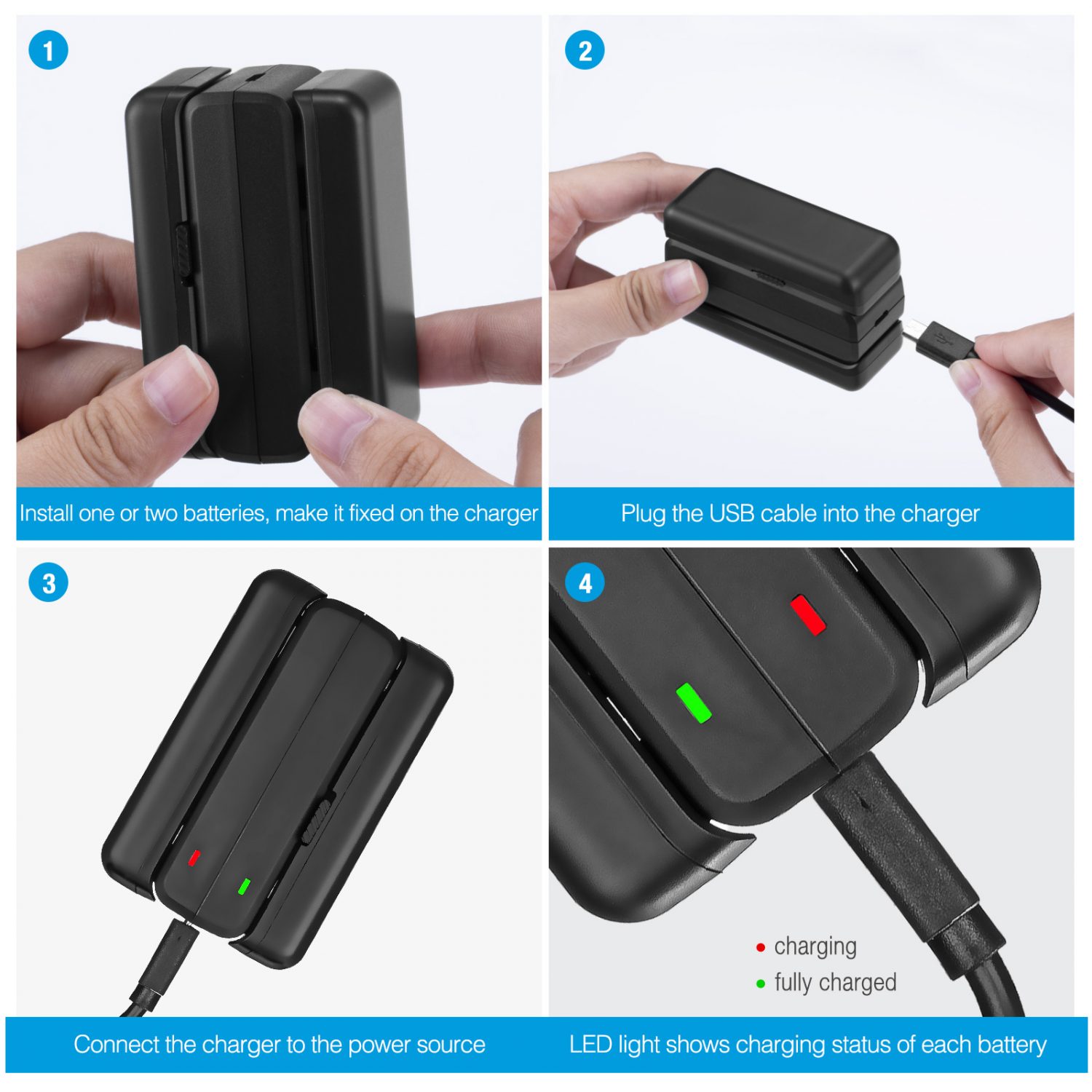 Powerextra 1500mAh Battery Pack and Dual Charger Base Bundle Compatible ...