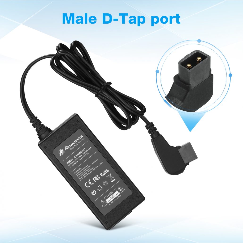 Powerextra D-Tap Charger with D-Tap Cable for V Mount Battery/V Lock ...